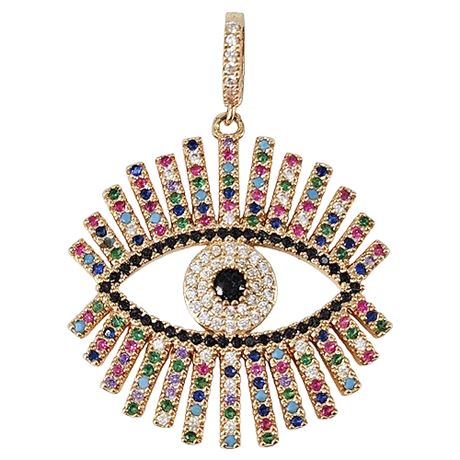 Great Lakes VNTG - C&C California Colorful Rhinestone Evil Eye Pendant