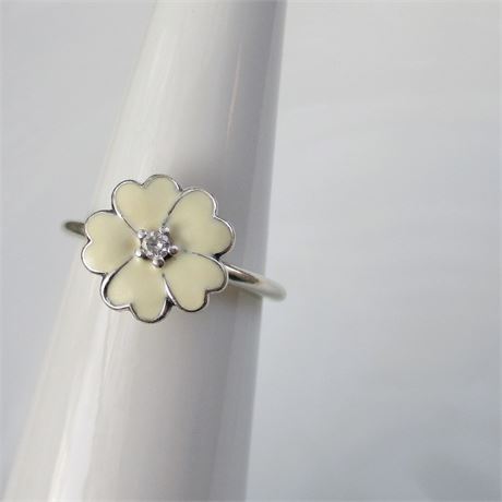 Great Lakes VNTG - PANDORA 925 Primrose Enamel Ring Sz 5.25
