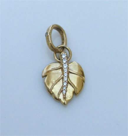 Great Lakes VNTG - PANDORA 925 Gold Plated SHINING LEAF Pendant