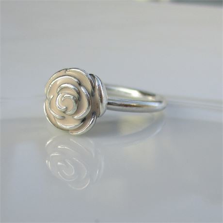 Great Lakes VNTG - PANDORA 925 Enamel Rose Garden Ring Sz 6