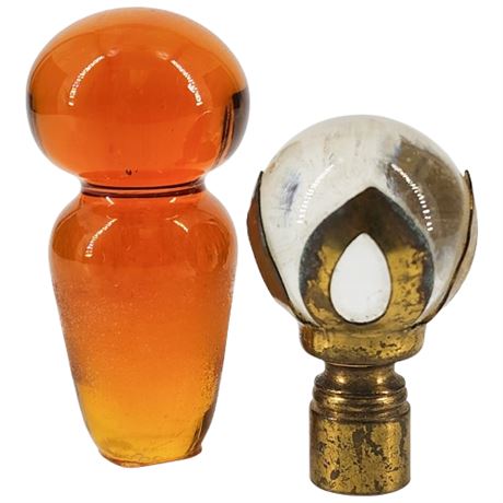 Great Lakes VNTG - Vintage Amber Art Glass Stopper & Brass and Glass ...