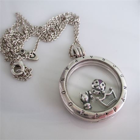 Great Lakes VNTG - PANDORA 925 Floating Locket Pendant Necklace
