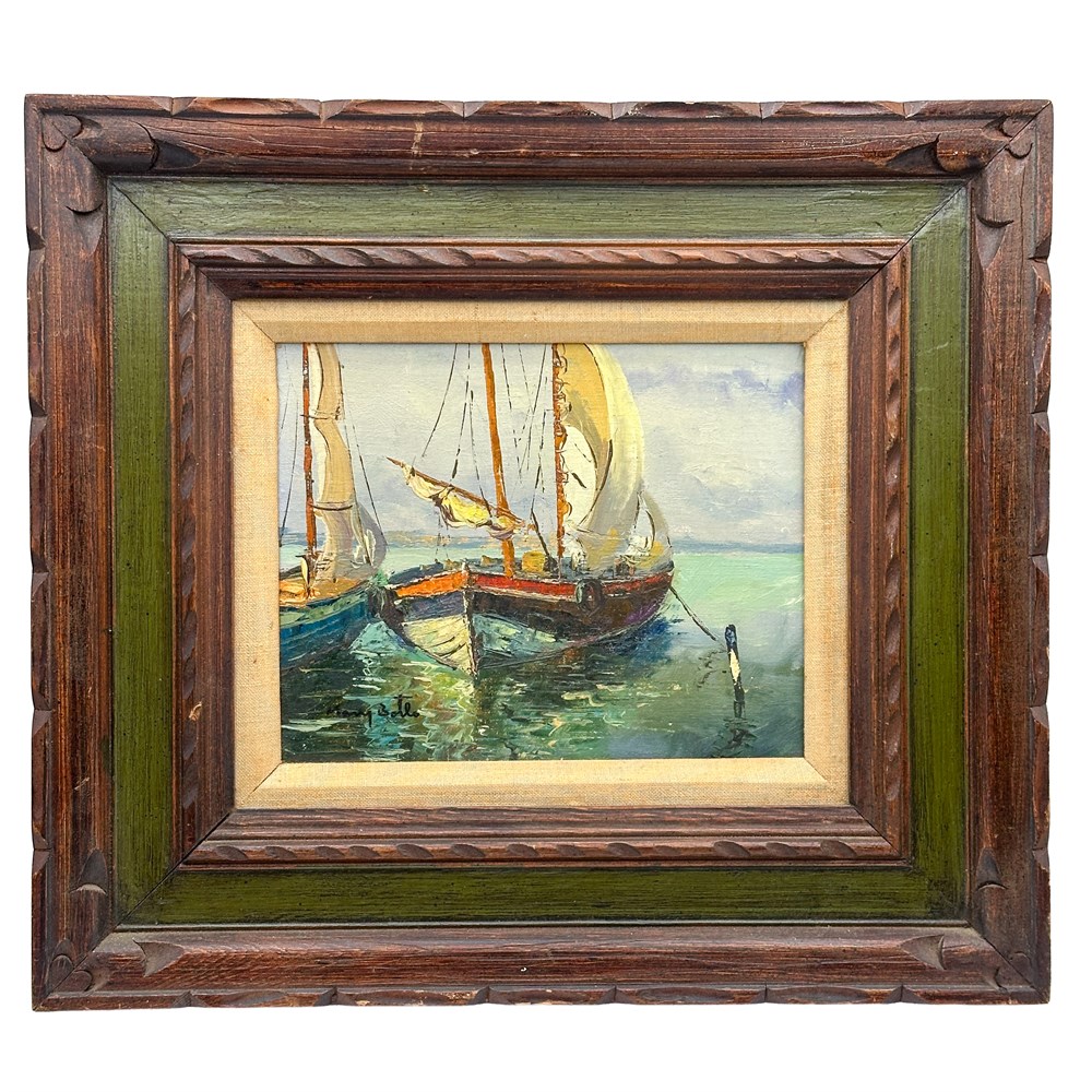 Great Lakes VNTG - Framed Original Oil Painting by Artist Mary Botlo