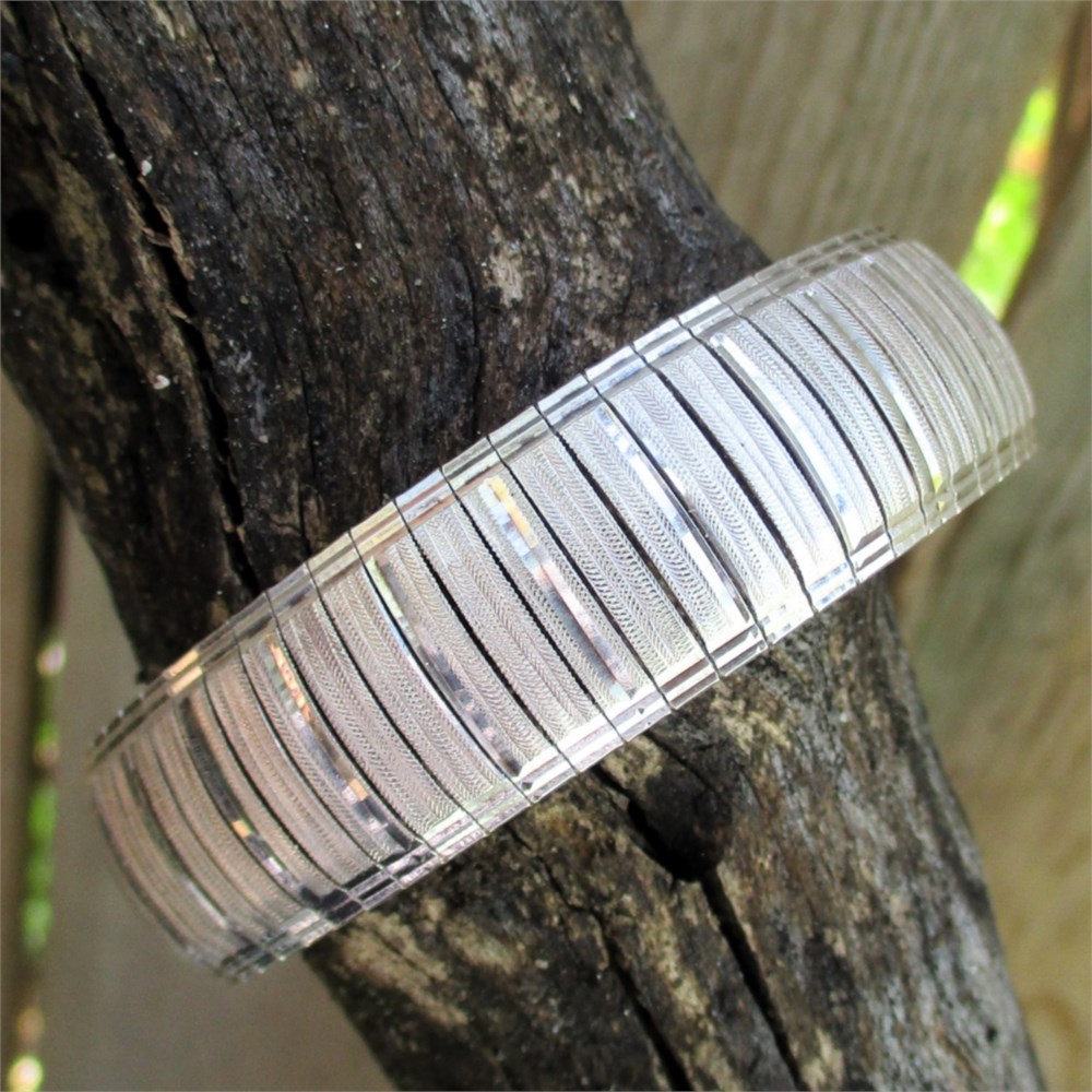 Great Lakes VNTG - 925 ITALY Flexible Domed Wide Band Bracelet