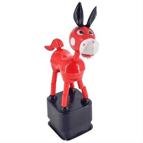 Great Lakes VNTG - Vintage Red Donkey Push Puppet Toy